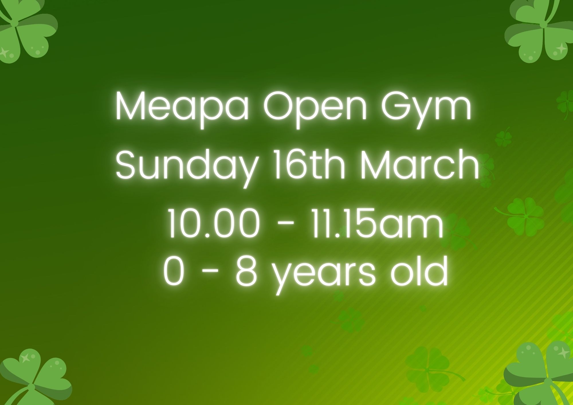Open Gym Sunday 16th March 10.00 - 11.15am